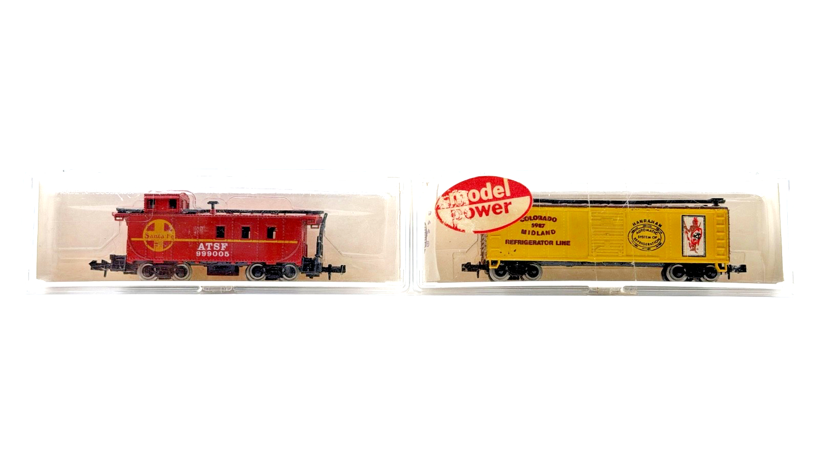 ATLAS/MODEL POWER N GAUGE - RAKE OF 5 ASSORTED FREIGHT WAGONS INC CABO ...