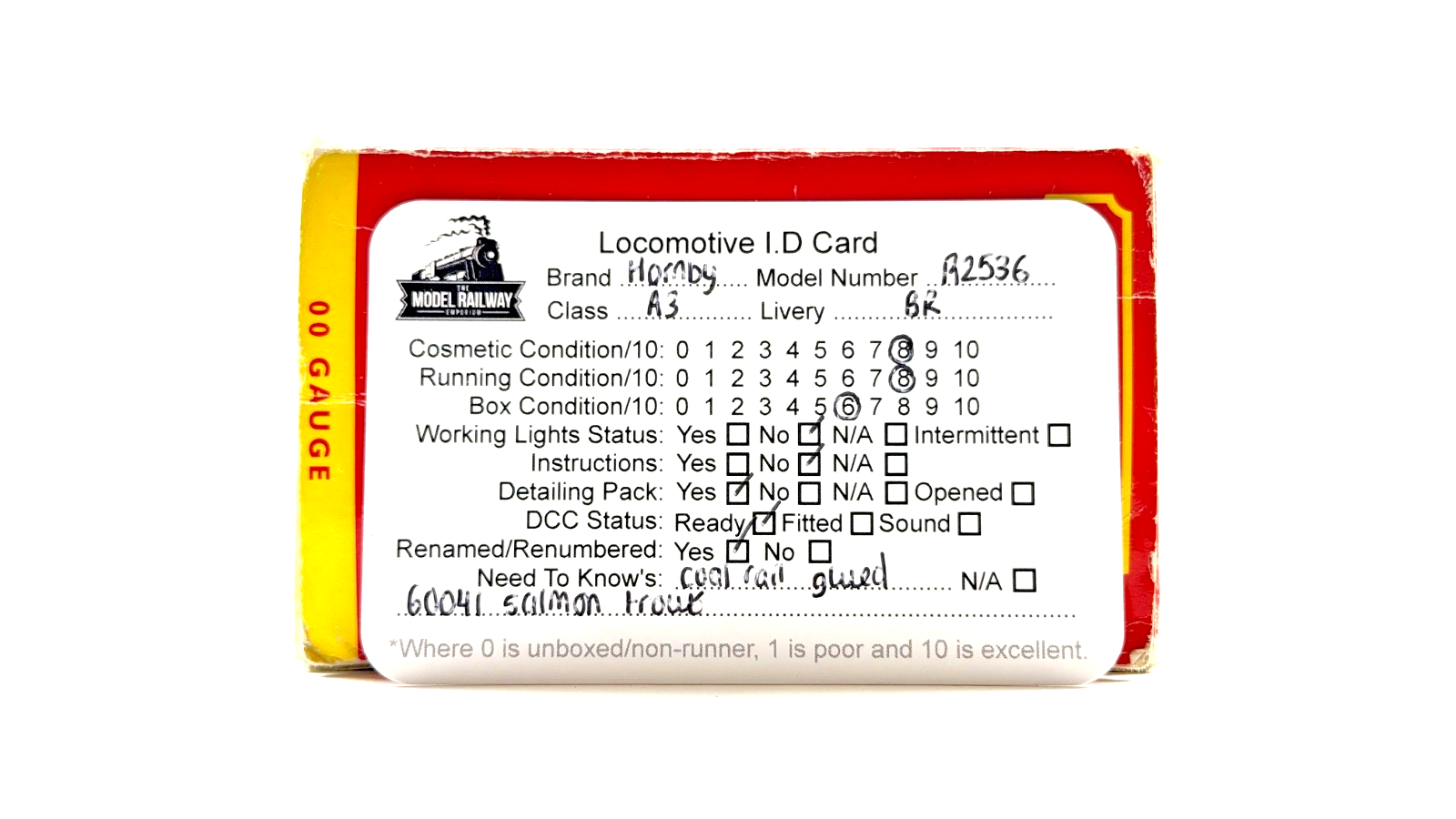 HORNBY 00 GAUGE - R2536 - BR 4-6-2 CLASS A3 LOCO 60041 SALMON TROUT RE ...